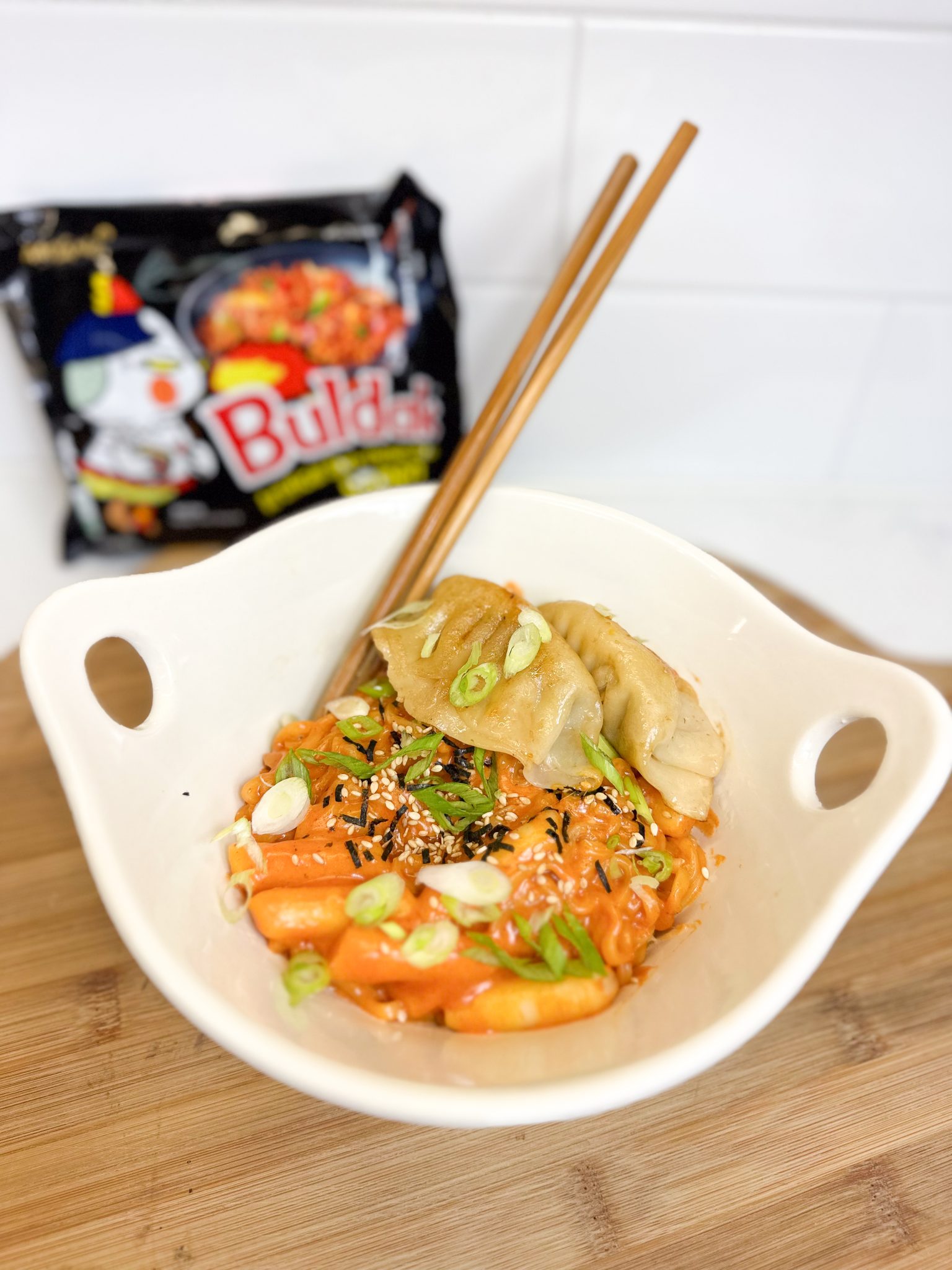 creamy Buldak ramen noodles - lizasfarmhouse.com