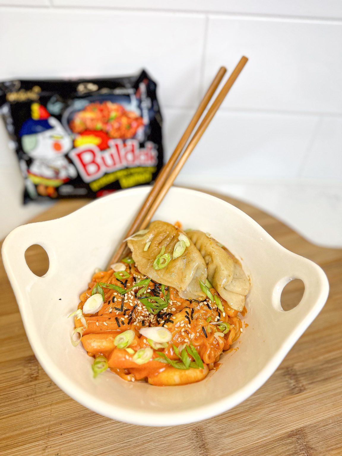 creamy Buldak ramen noodles - lizasfarmhouse.com