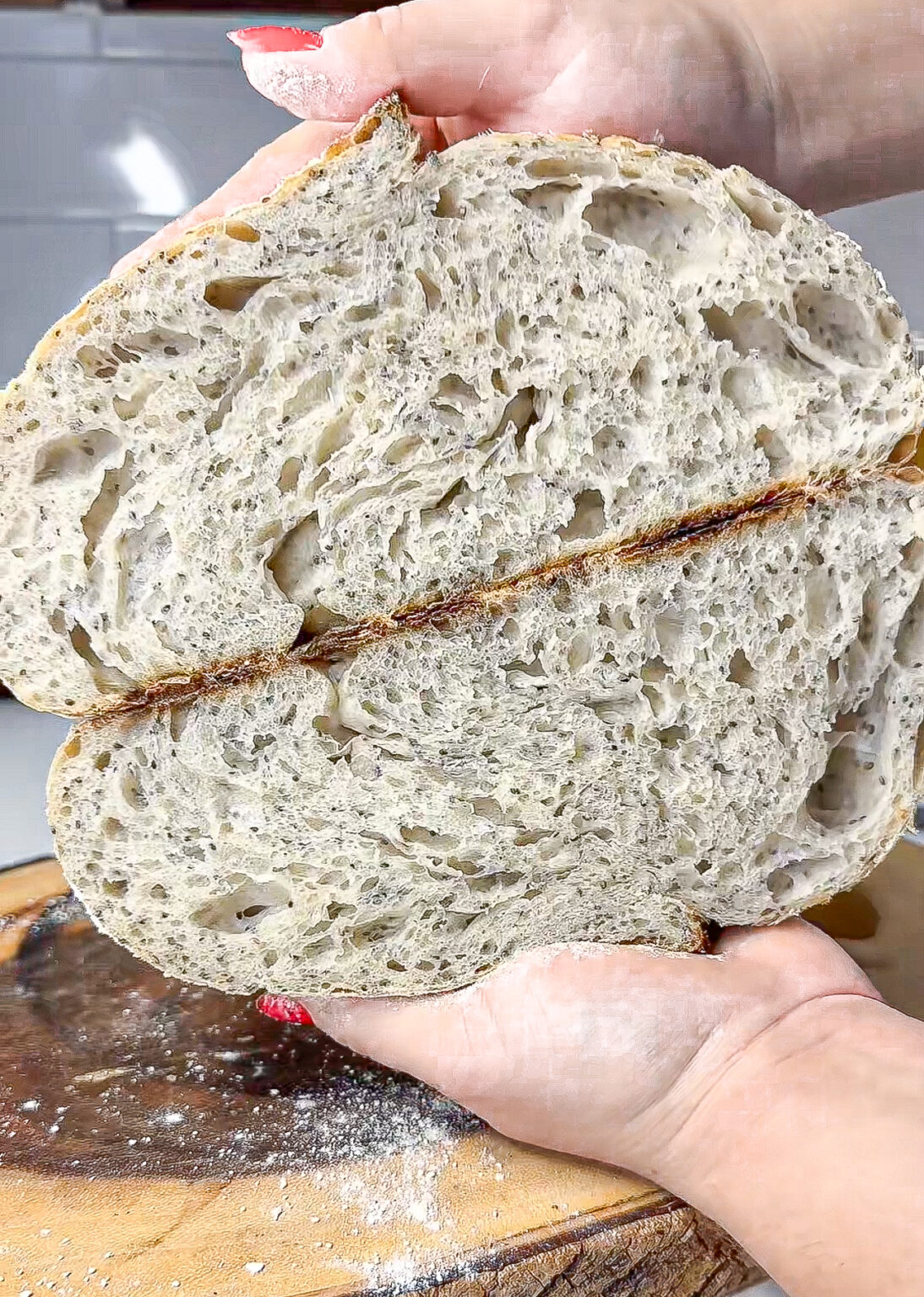 sourdough chia seed bread - lizasfarmhouse.com