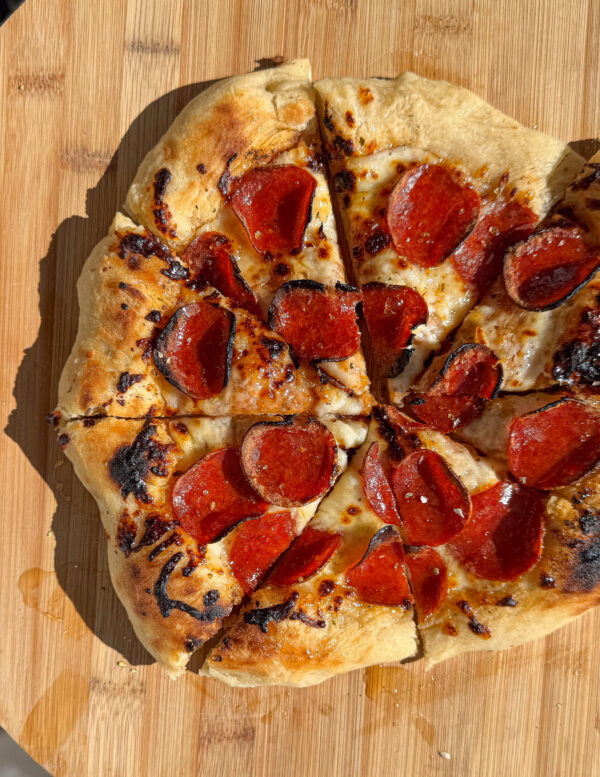 Easy Sourdough Pizza Crust - lizasfarmhouse.com